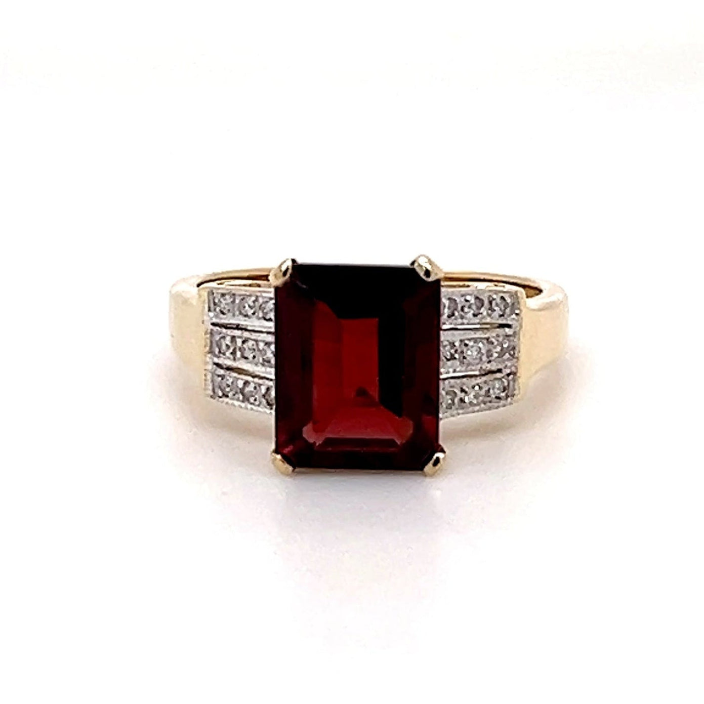 9ct Yellow Gold Garnet and Diamond Ring – The Northcote Jeweller